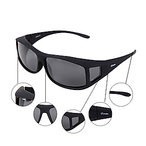 yodo Fit Over Glasses Sunglasses with Polarized Lenses for Men and Women,Smoke