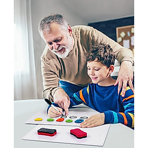 Gamenote Magnetic Small White Board Set - Double Sided Magnet Dry Erase Ruled Lap Boards 9x12 Lined Whiteboard for Kids Student Learning (6)