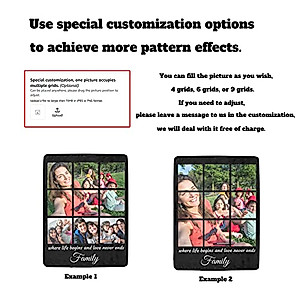 HUGLAZY Customizable Blanket for Family 9 Photos Customized Blankets with Photos Text Personalized Picture Collages Throw Blankets Gift for Women Valentines Day Decor Souvenirs Birthday