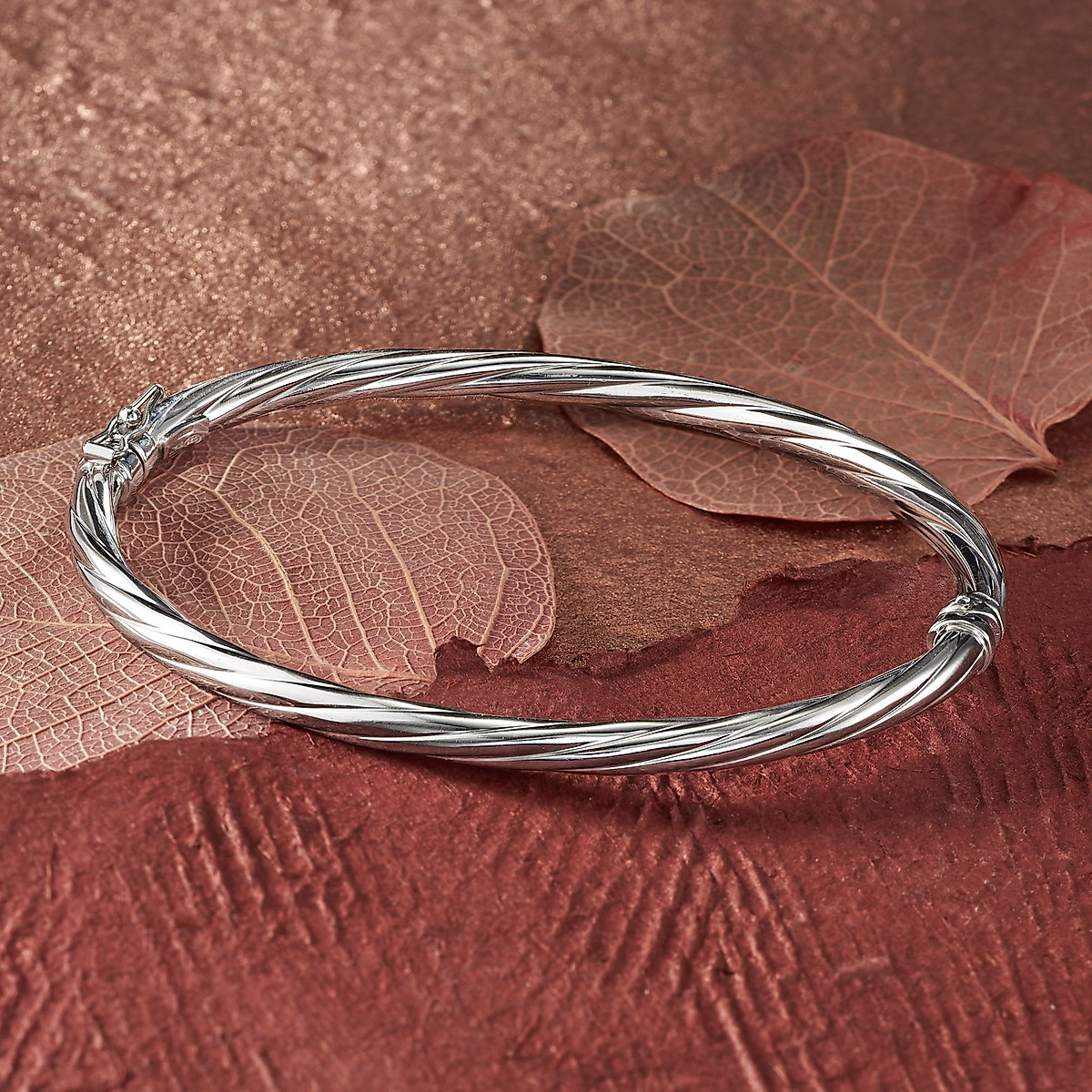 Ross-Simons Italian 4mm Sterling Silver Twisted Bangle Bracelet. 8 inches