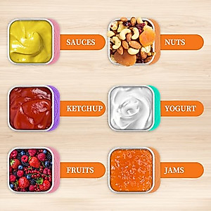 LEGELITE 4 Pack Salad Dressing Container To Go, 6oz Reusable Small Condiment Containers with Lids, Leakproof Silicone Lids Stainless Steel Sauce Containers for Lunch