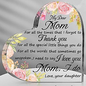 Jetec Mothers Day Gifts for Mom Acrylic Mom Gift Birthday Gift Sign Plaque Presents from Daughter Son Grateful Christmas Valentines Birthday Gifts,5.91 x 5.91 x 0.55 Inches(Flower)