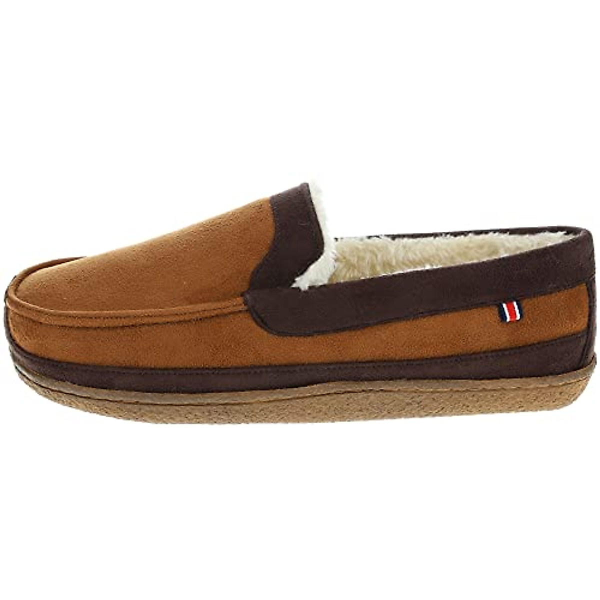 IZOD Men's Memory Foam Slipper, Classic Two-Tone Moccasin, (X-Large / 11-12, Tan)