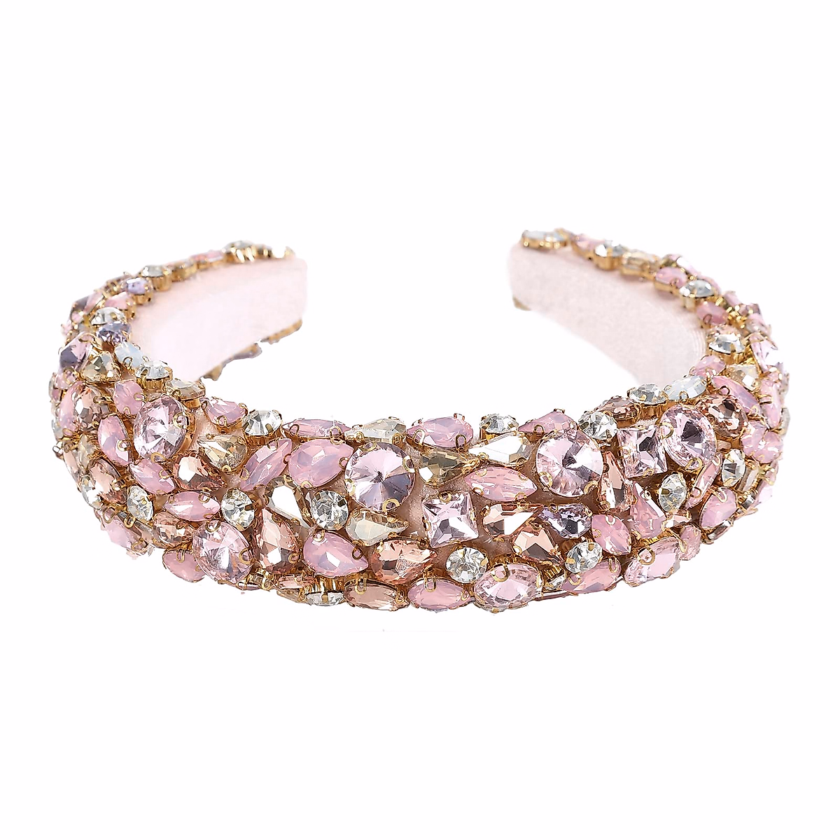 HAIMEIKANG Rhinestone Headband Handmade Baroque Crystal Soft Velvet Padded Headband Bridal Elegant Wedding Wide Headwear Accessories For Women and Girl (New)