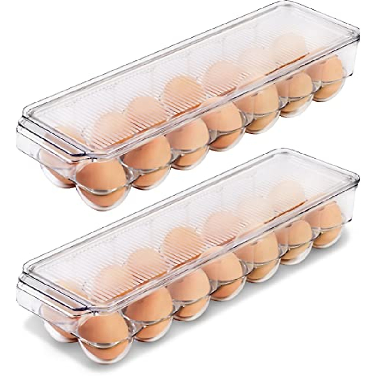 Utopia Home (Pack of 8 Pantry Organizers and Egg Trays – Pack of 6 Medium Organizers for Refrigerator, Kitchen & Storage Racks – Pack of 2 Egg Trays With Lid & Handle – Clear Plastic Holders
