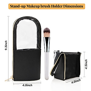 OCHEAL Makeup Brush Holders,Makeup Brush Organizer For Vanity,Portable Travel Makeup Brush Case, Makeup Artist Cosmetic Brushes Storage Bag Stand-Up Brush Cup Organizer-Black