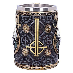 Nemesis Now Hard Rock Tankard, Hand-Painted Resin Beer Mug with Removable Insert, Metal Band Collectible Merch and Gift for Fans, 16cm - Ghost Gold Meliora
