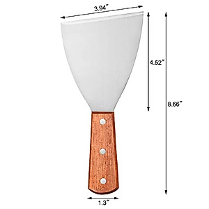 New Star Foodservice 38309 Wood Handle Slant Edge Grill Scraper, 4-Inch x 8.5-Inch