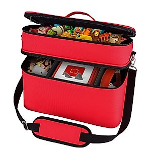 Bevegekos Carrying Storage Travel Bag for Toniebox/Storypods Accessories, for Tonie Figures, Charging Station & Headphone, Case Only (Large, Red)