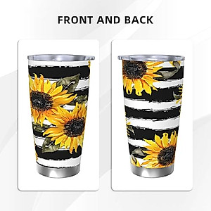 AYCZN Watercolor Sunflower Floral 20 OZ Tumbler Stainless Steel Travel Coffee Mug, Flower Floral Insulated Water Bottle with Lid Leakproof Thermal Cup