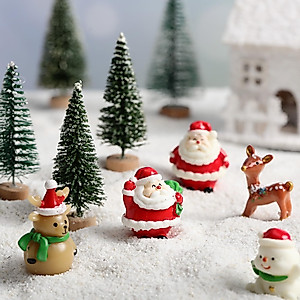 Maitys 26 Pcs Christmas Village Sets Houses LED Lighted Accessories Town Scene Christmas Figurines Battery Operated for Desktop Holiday Miniature Decorations