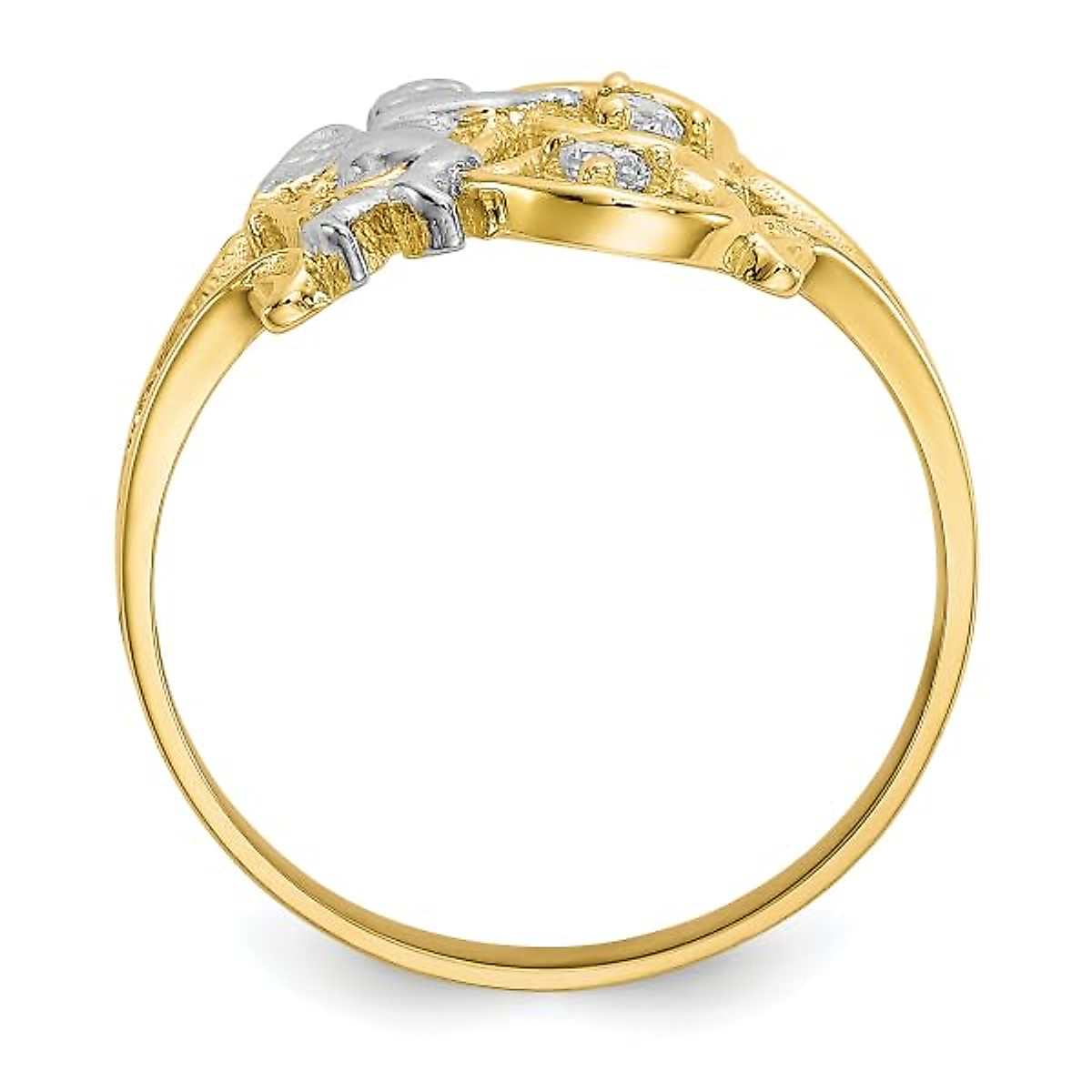 IceCarats 10K Yellow Gold Cubic Zirconia CZ Guardian Angel Heart Love Ring Size 6