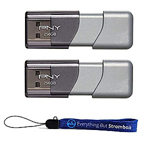 PNY 256GB USB 3.0 Flash Drive Elite Turbo Attache 3 (P-FD256GTBOP-GE) Two Pack Bundle Plus (1) Everything But Stromboli Lanyard