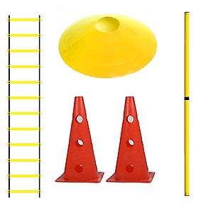 ASENVER Hurdle Ladder Triangle Marker Cone Pad Disk Hurdle Multifunctional Set