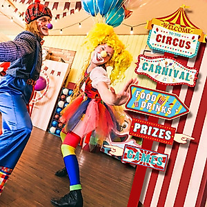 20 Pieces Carnival Decorations Circus Theme Party Directional Signs Carnival Party Signs Welcome to The Circus for Kids Carnival Birthday Party Decorations Supplies