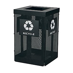 Safco Products 9936BL Onyx 36 Gallon Indoor/Outdoor Steel Mesh Waste Receptacle, Trash or Recycling, Durable Construction, Tidy Presentation, Black