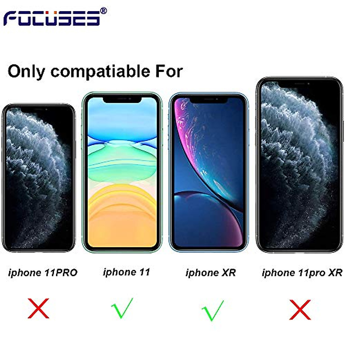 Focuses iPhone 11 Screen Protector, iPhone XR Screen Protector, Anti Blue Light Tempered Glass Film for Apple iPhone XR & iPhone 11,3-Pack