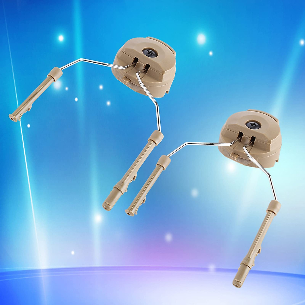 2pcs Helmet Rail Adapter Headset Helmet Adapter Arc Rail Adaptor Suspension Headphones Bracket Hunting Earmuffs Support Left & Right Side Support for Peltor Comtac(Brown)