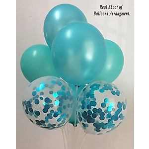 TSOTU Turquoise Balloons Metallic Confetti Teal Balloons for Engagement Bachelorette party decorations Supplies(Turquoise Teal Confetti)