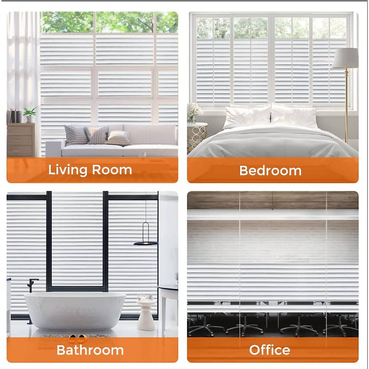 bofeifs Window Privacy Film Frosted Glass Window Film Non Adhesive UV Blocking Decorative Window Coverings for Home Office Meeting Room (Static Cling, Removable, Blinds Pattern) 35.6 x 78.7 inches