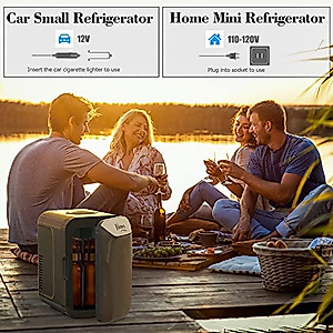 NXONE Mini Fridge,6 Liter/8 Can AC/DC Small Refrigerator,Portable Thermometric Cooler and Warmer Freezer Skincare fridge for Foods,Beverage,Medications, Home,Bedroom,Dorm,Office and Car Black