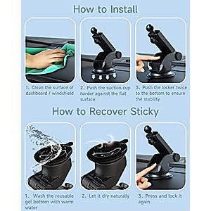 ZEEHOO Car Mount Suction Cup Replacement, GPS Suction Cup Mount [17 mm Ball Joint] with Telescopic Arm for Wireless Car Charger, Car Phone Holder & Garmin Nuvi, Dashboard &Windshield Mounting