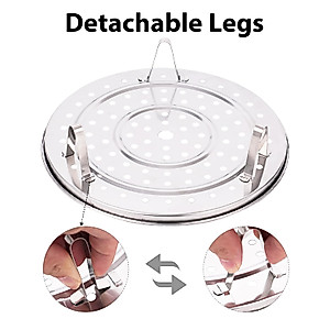 yiqqplos Premium Steamer Rack Stainless Steel Removable Leg Steamer Basket & Canning Rack for Pot, Pressure Canner, and Steamer Pot Pans (9.45 Inch)