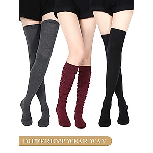 SATINIOR Extra Long Socks Thigh High Cotton Socks Extra Long Boot Stockings for Women