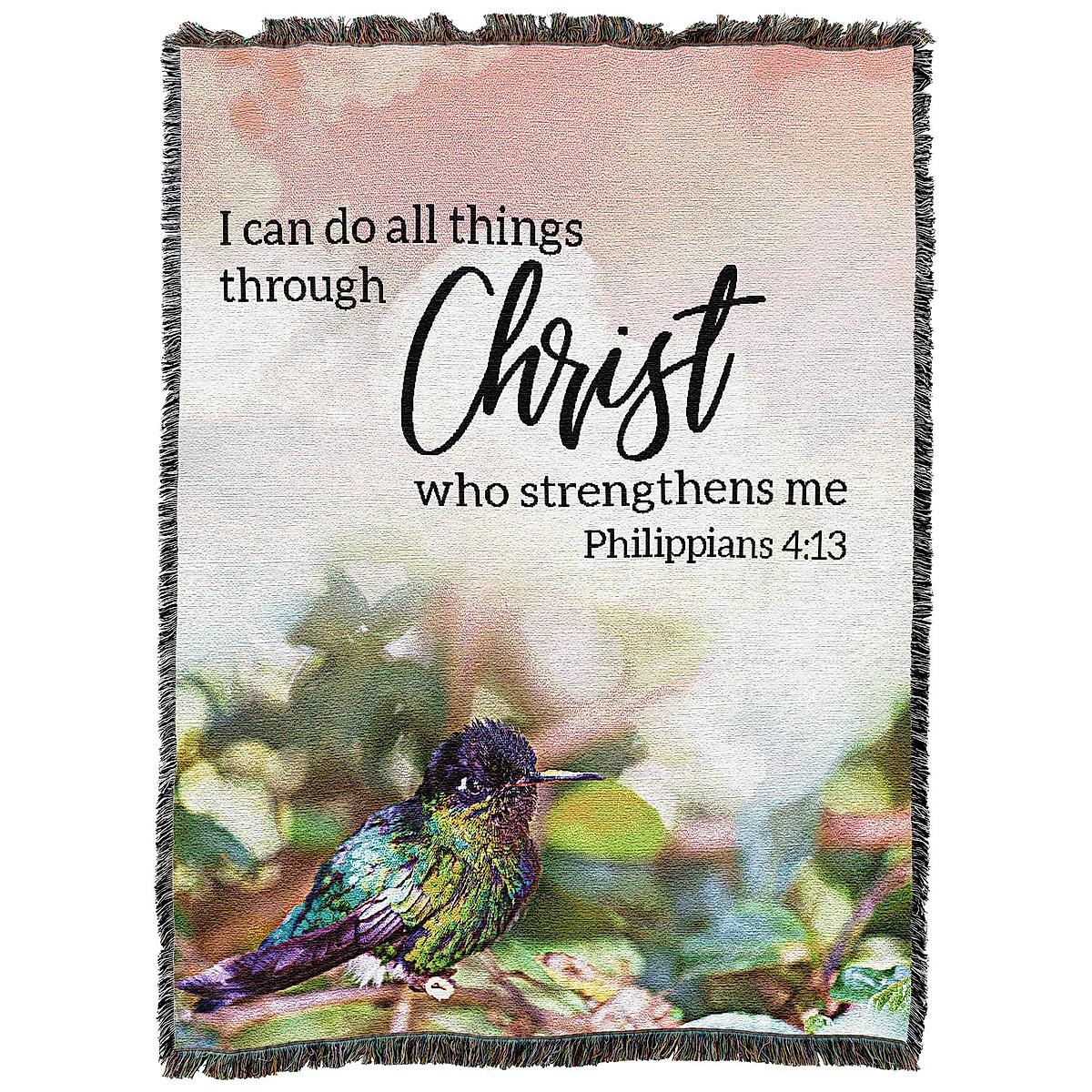 Pure Country Weavers All Things Through Christ Blanket - Philippians 4:13 - Religious Bird Gift Tapestry Throw Woven from Cotton - Made in The USA (72x54)