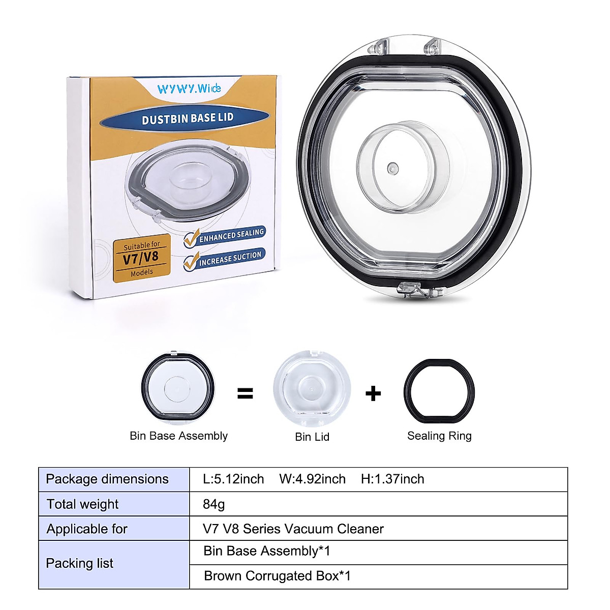 Dust Bin Lid Compatible with Dyson Vacuum Cleaner V7 V8 Models Dust Bin Door Parts/Dirt Cup Lid/Dust Bucket Cover/Dust Box Lid/Dust Collector