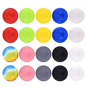 MauSong 20 Pieces Silicone Thumb Grips Caps Thumb Stick Protect Cover Replacement Parts Compatible with Xbox One, PS4 Controllers, Multi-Color