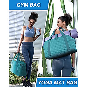 Weekender Bags for Women, BAGSMART Gym Bag with Yoga Mat, Travel Duffle Overnight Bag for Travel Essentials, Large Hospital Bag for Labor and Delivery(Teal)