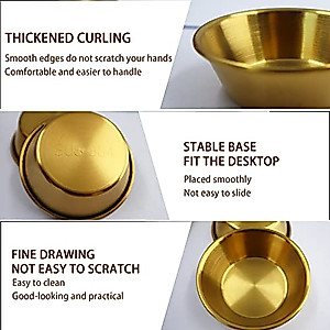 14Pcs Mini Stainless Steel Seasoning Dishes, 2.3oz Dipping Sauce Bowls, Sushi Dipping Dishes, for Individual Serving Condiments, Meal Prep, Snack, Soy Dip (Gold)