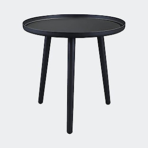 PRIVATE GARDEN Outdoor Coffee Side Table Aluminum End Table Rust-Resistant 3 Legged Modern Small Table for Living Room Bedroom Patio Garden (Black,S)
