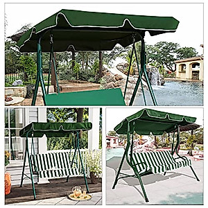 MSRRY Patio Swing Canopy Replacement Top Cover, Replacement Cover for Swing Canopy,Swing Hammock Garden Seater Sun Shade，Green(Size:Chair Cover 150 * 150 * 10cm)