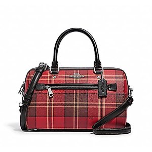 Coach Rowan Satchel, Crossgrain Leather, Red/Black Multi