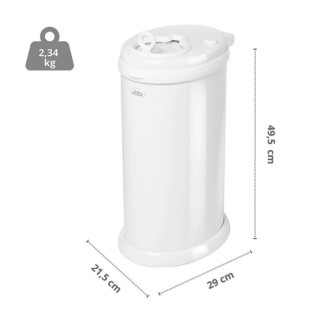 Ubbi Steel Odor Locking, No Special Bag Required Money Saving, Awards-Winning, Modern Design, Registry Must-Have Diaper Pail, White