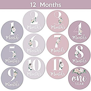 Baby Monthly Stickers | Floral Baby Milestone Stickers | Newborn Girl Stickers | Month Stickers for Baby Girl | Baby Girl Stickers | Newborn Monthly Milestone Stickers (Set of 24)