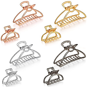 8 Pieces Metal Hair Claw Clips Set, Includes 3 Inches Large Size Hair Catch Barrette Jaw Clamp and 1.57 Inches Small Half Bun Hairpins for Women, Hair Accessories