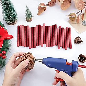 Glitter Red Hot Glue Sticks, ENPOINT 24 PCS Full Size Hot Melt Glue Sticks, Blood Red Adhesive Glue Stick Strips for Art Craft School Office Home Projects and Repairing Sealing, 4" Long x 0.43" Dia