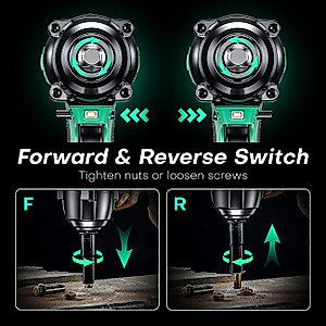 KIMO Cordless Impact Wrench 1/2", Brushless Impact Driver with 400 ft-lb Max Torque, 3000 RPM, 20V Electric Impact Wrench with 1 Hour Fast Charger & Variable Speeds, 1/2 Impact Gun for Car Home