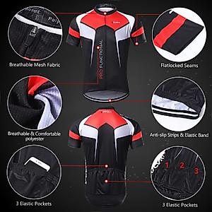 Lixada Men's Cycling Jersey Short Sleeve with Padded Shorts Quick-Dry Summer Short Bike Clothing Bicycle Shirts Pants Set