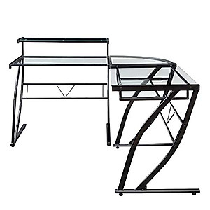 OSP Home Furnishings Constellation L Shaped Home Office Gaming Editing Desk, Black