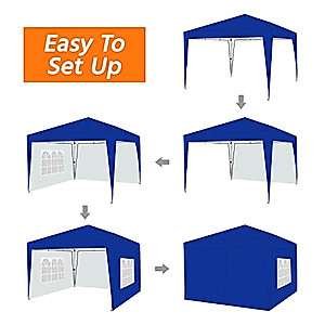 Yaheetech 10x10 Pop Up Canopy with 4 Removable Sidewalls, Portable Enclosed Instant Tent, Waterproof Outdoor Tent, Beach Sun Shelter with 4 Sandbags, 8 Stakes & 4 Ropes, Blue