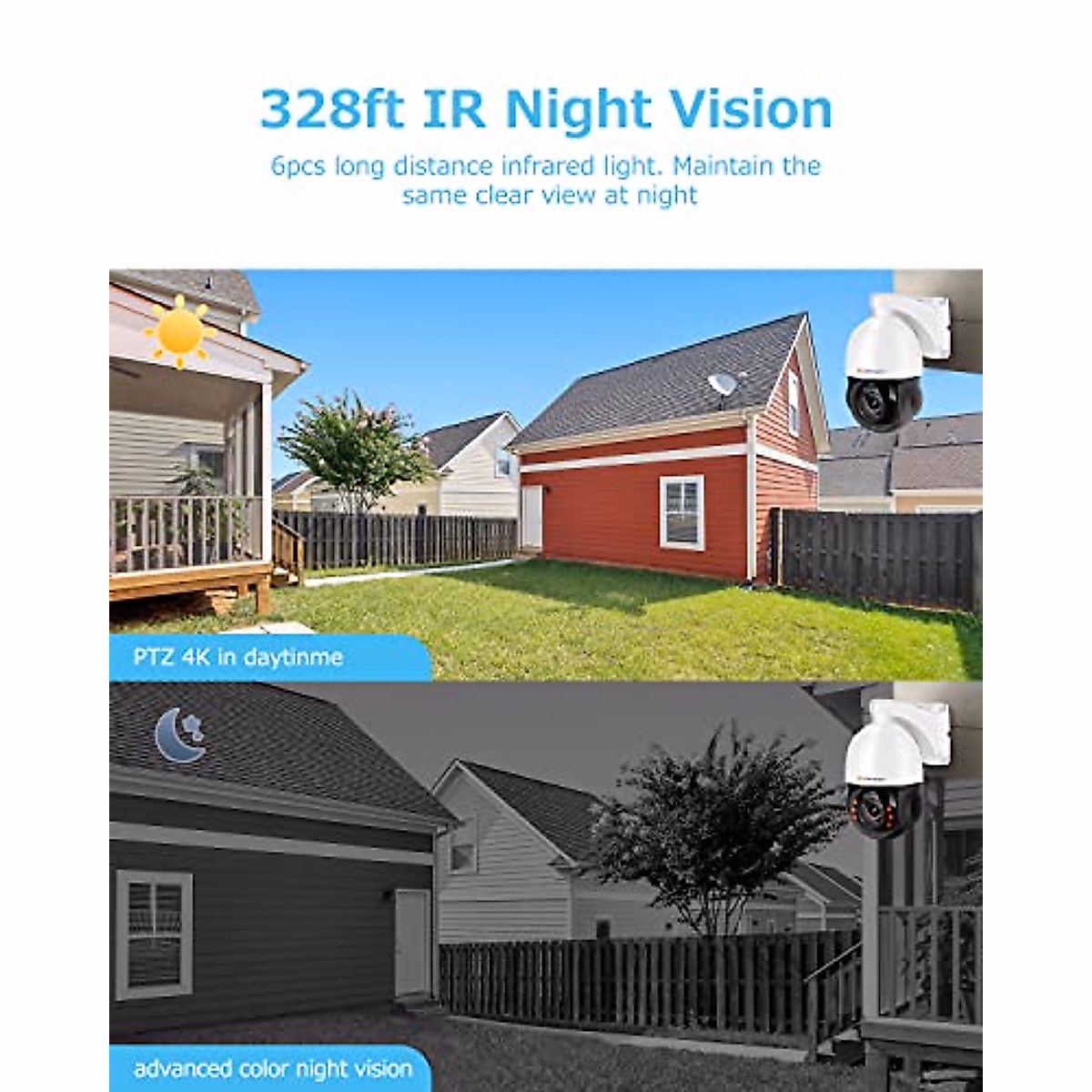 4K 8MP Outdoor PTZ IP POE Camera with Pan Tilt 20x Optical Zoom & Human Vehicle Detection, Speed Dome Security Camera with 320ft IR Night Vision, Auto Tracking, 2-Way Audio (Compatible for Hikvision)