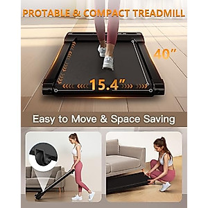 Walking Pad Treadmill Under Desk,Walking Pad with Incline for Office Home,265 lbs Capacity Portable Mini Treadmill, 2.5HP 2 in 1 Walking Jogging with Remote Control, LED Display