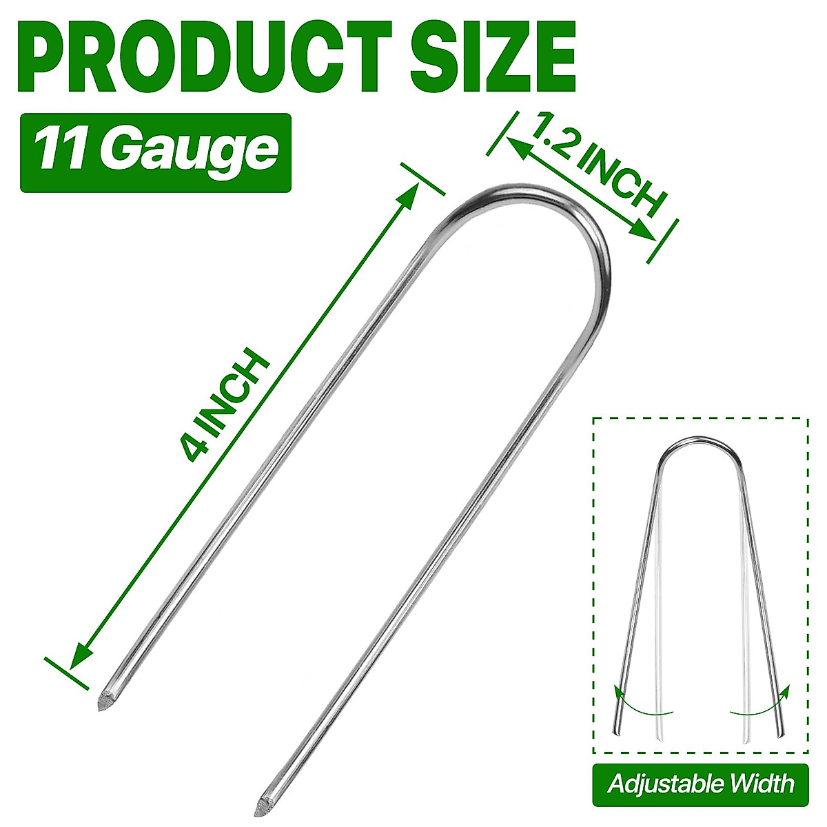 TiTifield U Shape Garden Stakes 50 Packs 4 Inch 11 Gauge Irrigation Tubing Stakes, Heavy Duty Galvanized Landscape Staples for Tube, Lawns, Landscape Fabrics,Irrigation Hose and Weed Barriers
