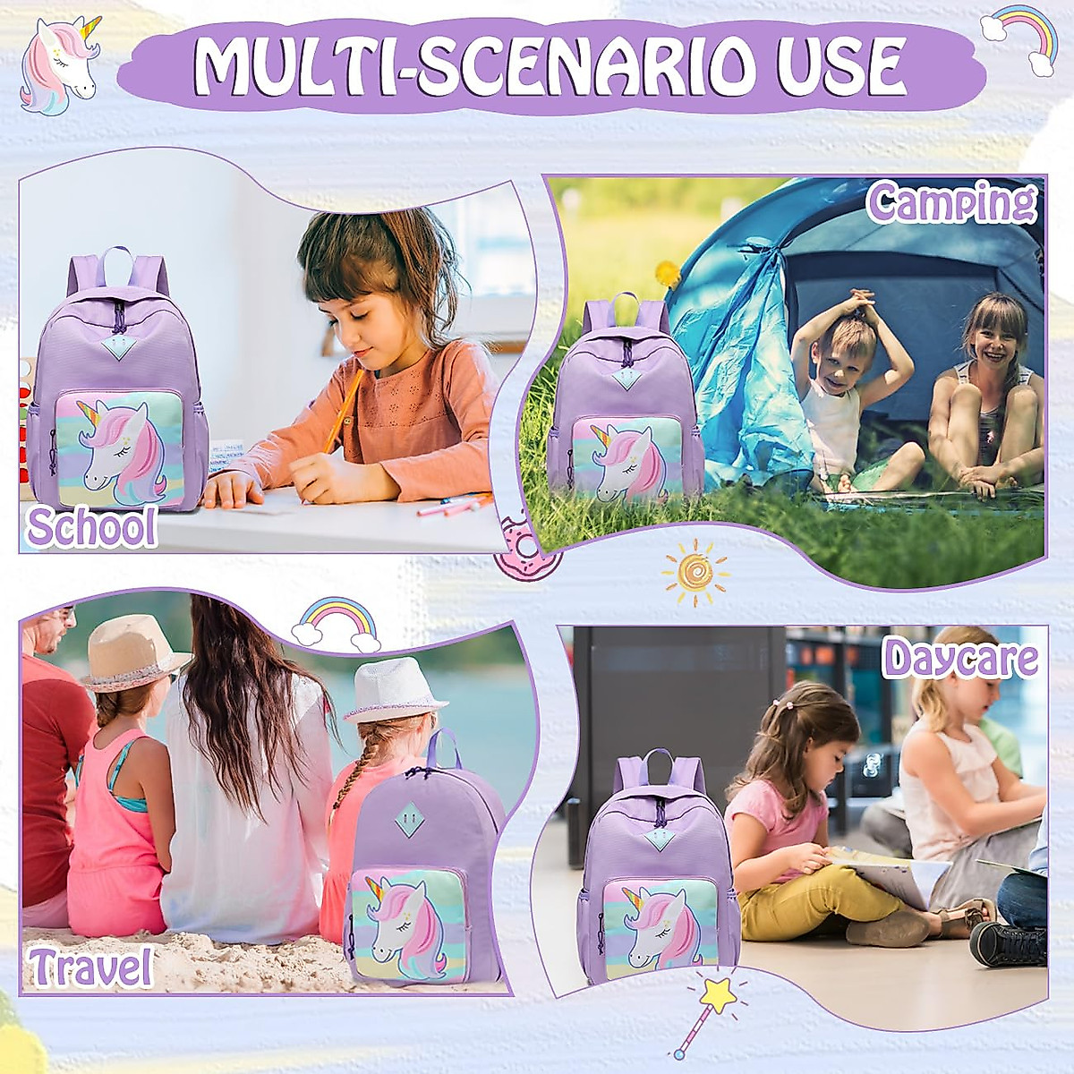 Unicorn Backpack for Girls, Chasechic Toddler Backpack Lightweight Kids Preschool Kindergarten Backpack for Boys and Girls with Chest Strap