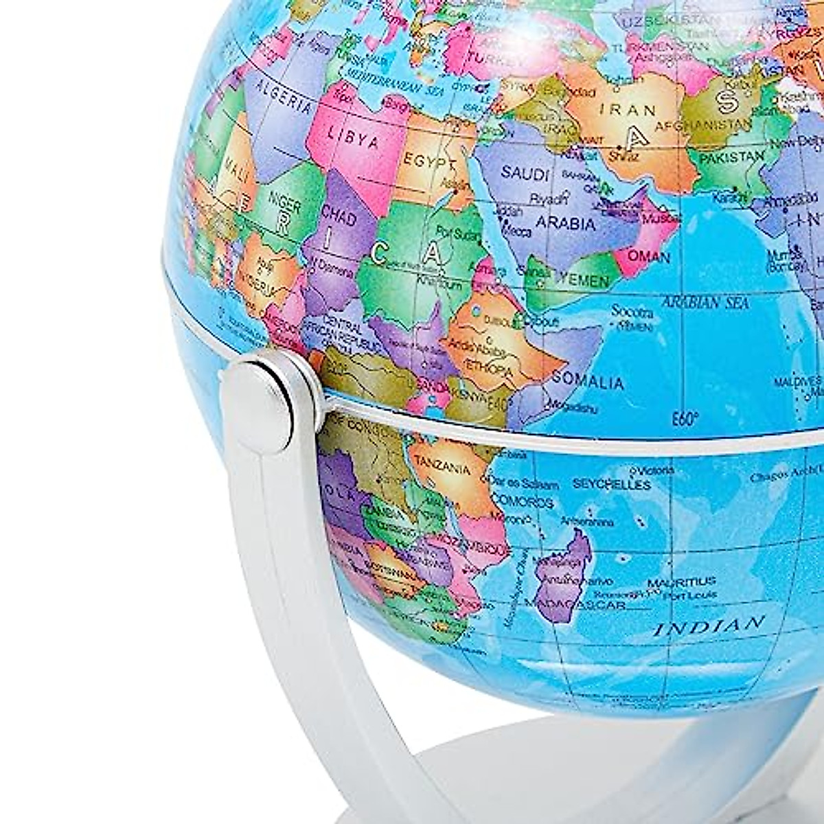 Juvale Spinning World Globe with Stand for Kids Learning, Classroom Desk, Students, Geography (4 in)