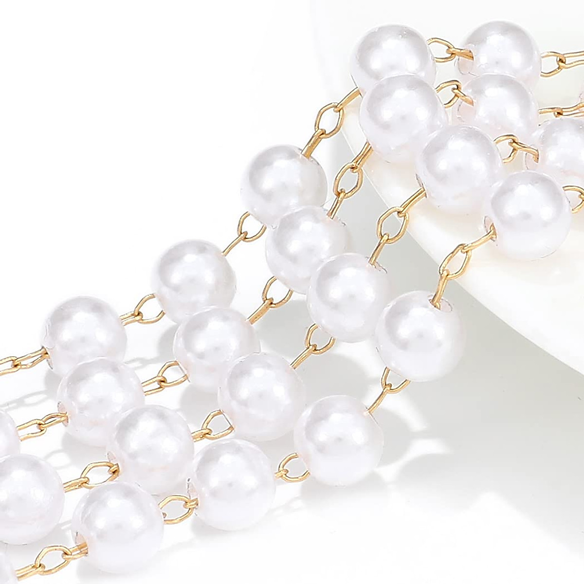 Cosydays Pearl Waist Chain Belt Gold Layered Body Chains Pearl Belly Chain Beach Bikini Chain Party Sexy Body Jewelry Accessories for Women and Girls (Gold)